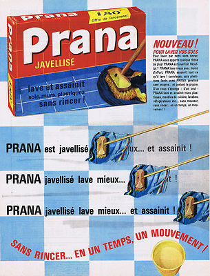 PUBLICITE ADVERTISING 084 1964 PRANA Javelisé lave et assainit lessive ...