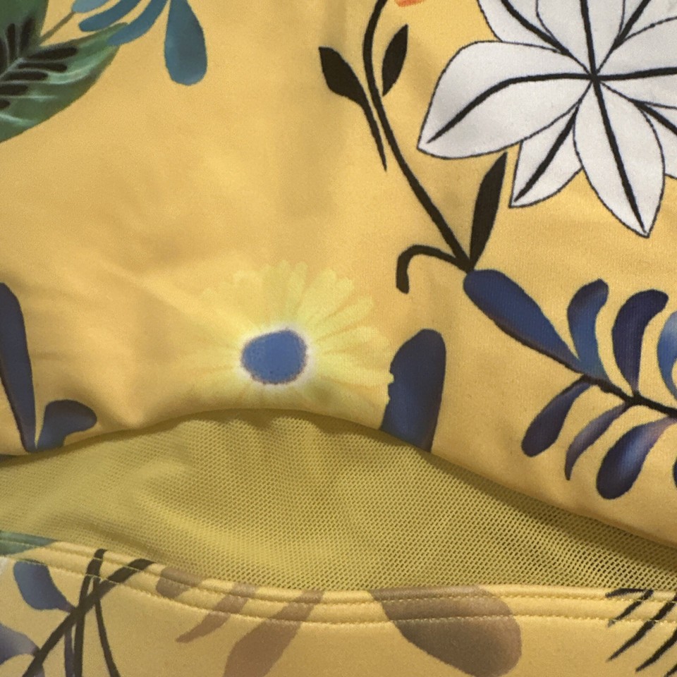 ZYIA Light n Tight Yellow Floral Mesh Sports Bra Sz L Racerback W ...