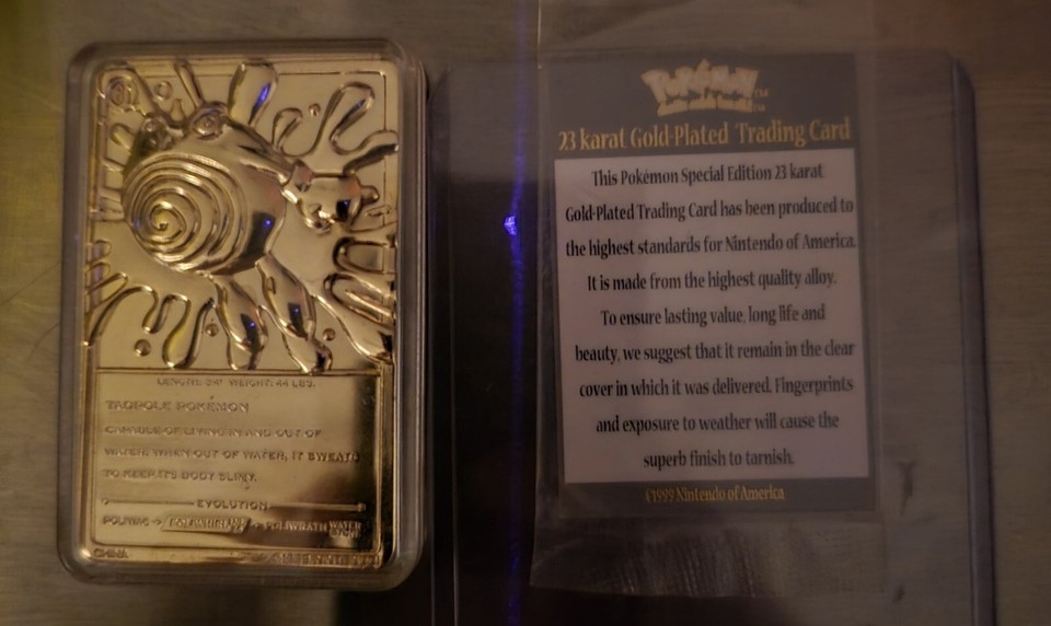 1999 Poliwhirl Limited Edition Burger King 23k Gold Plated Pokémon Card ...