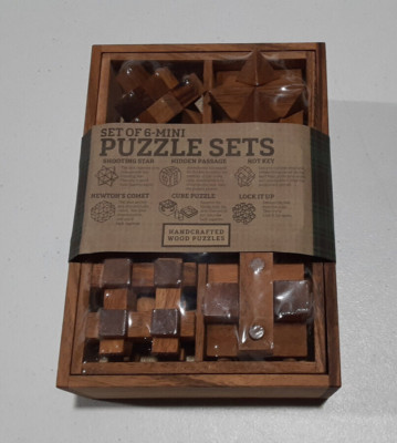 Wood Mini Puzzle Set of 6 Handcrafted NEW made in Thailand | eBay
