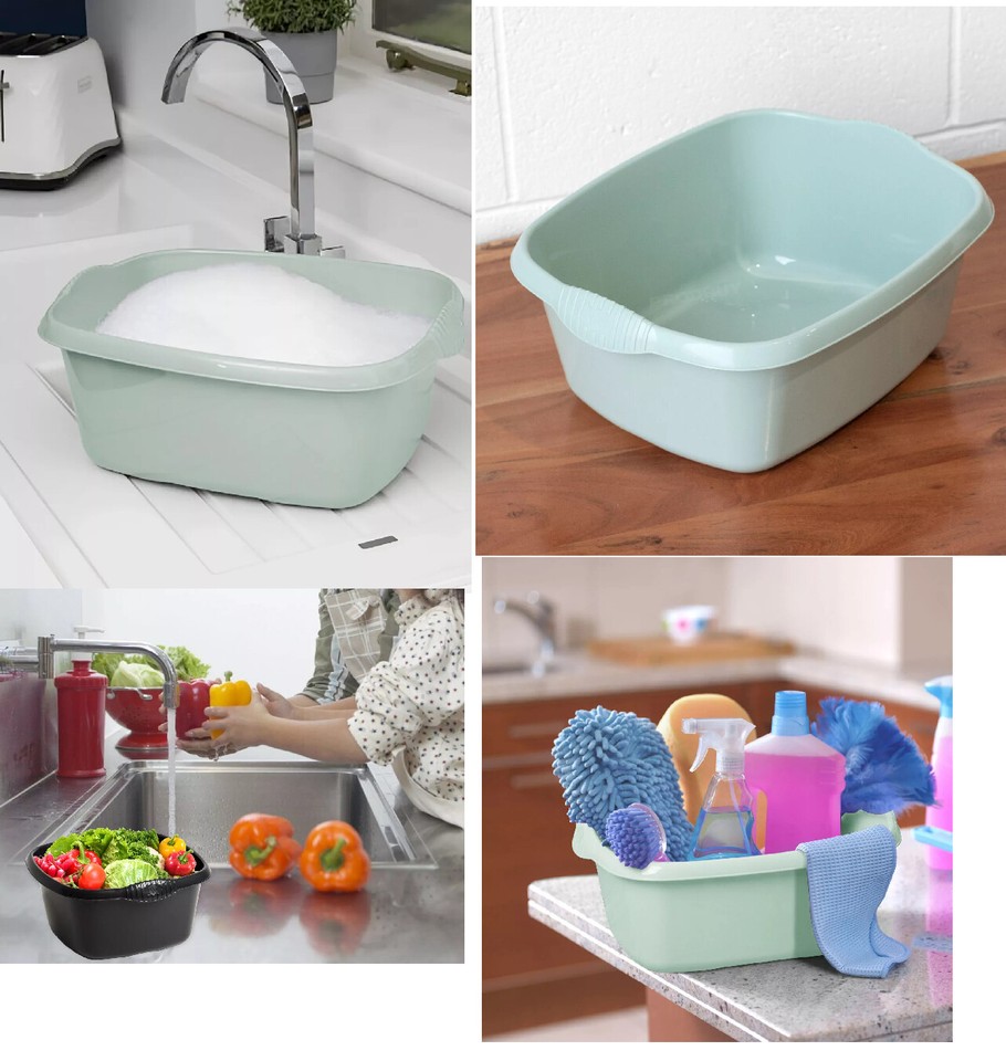 Washing Up Bowl & Dish Drainer Set Large Plate Holder Kitchen Organiser ...