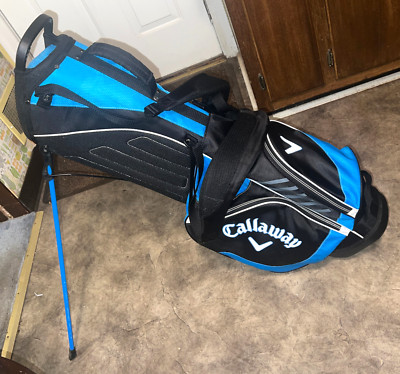 CALLAWAY 5 Way Black,Royal Blue 4 zipper /1 Open Stand 2 Shoulder Strap ...