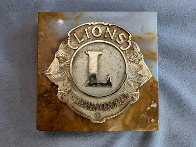 Vintage Custom-Made Cast Metal “Lions International” Plaque/Granite ...