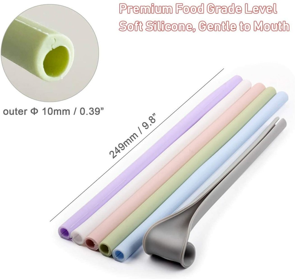 Reusable Premium Silicone Straws Openable Food Grade Drinking Straw Hot ...