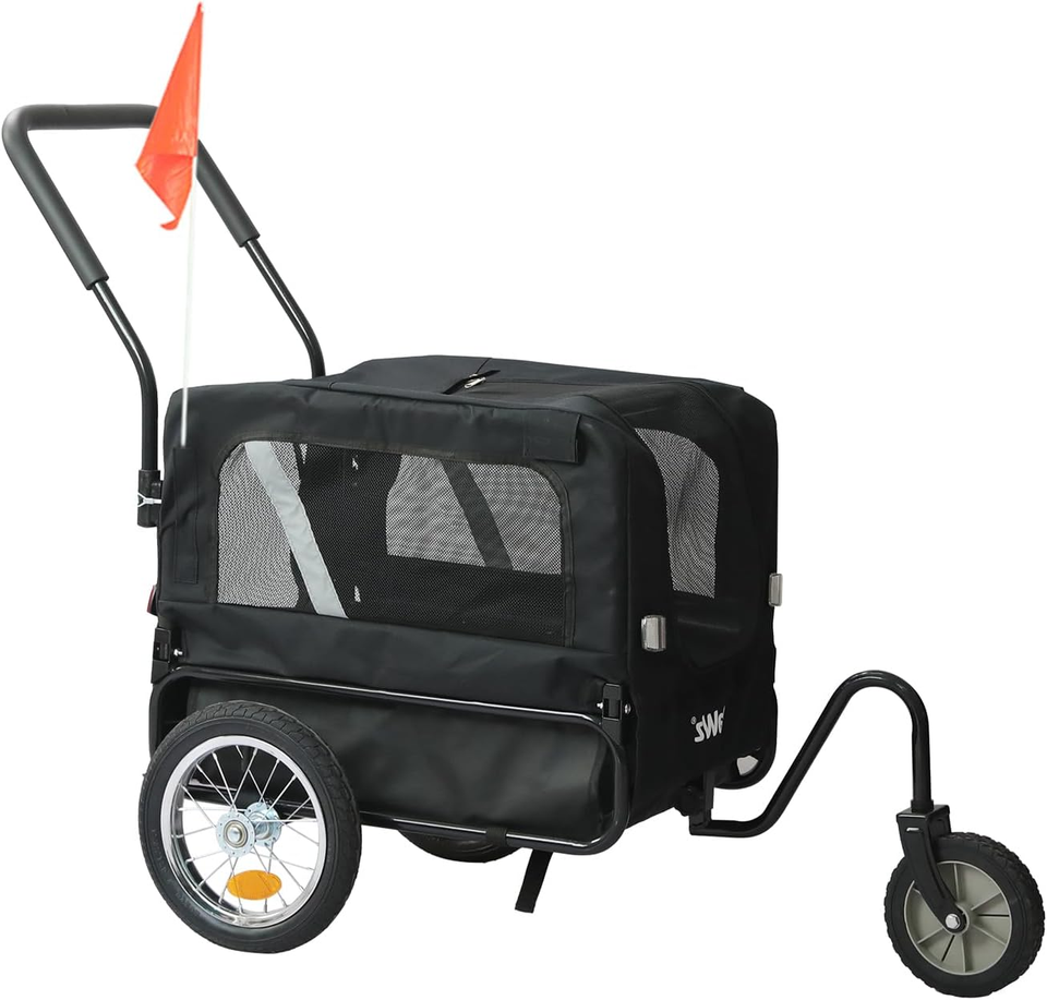 Pet Stroller Bike Trailer, 2-In-1 Foldable Tow behind Bike Jogger Stroller for S | eBay Australia