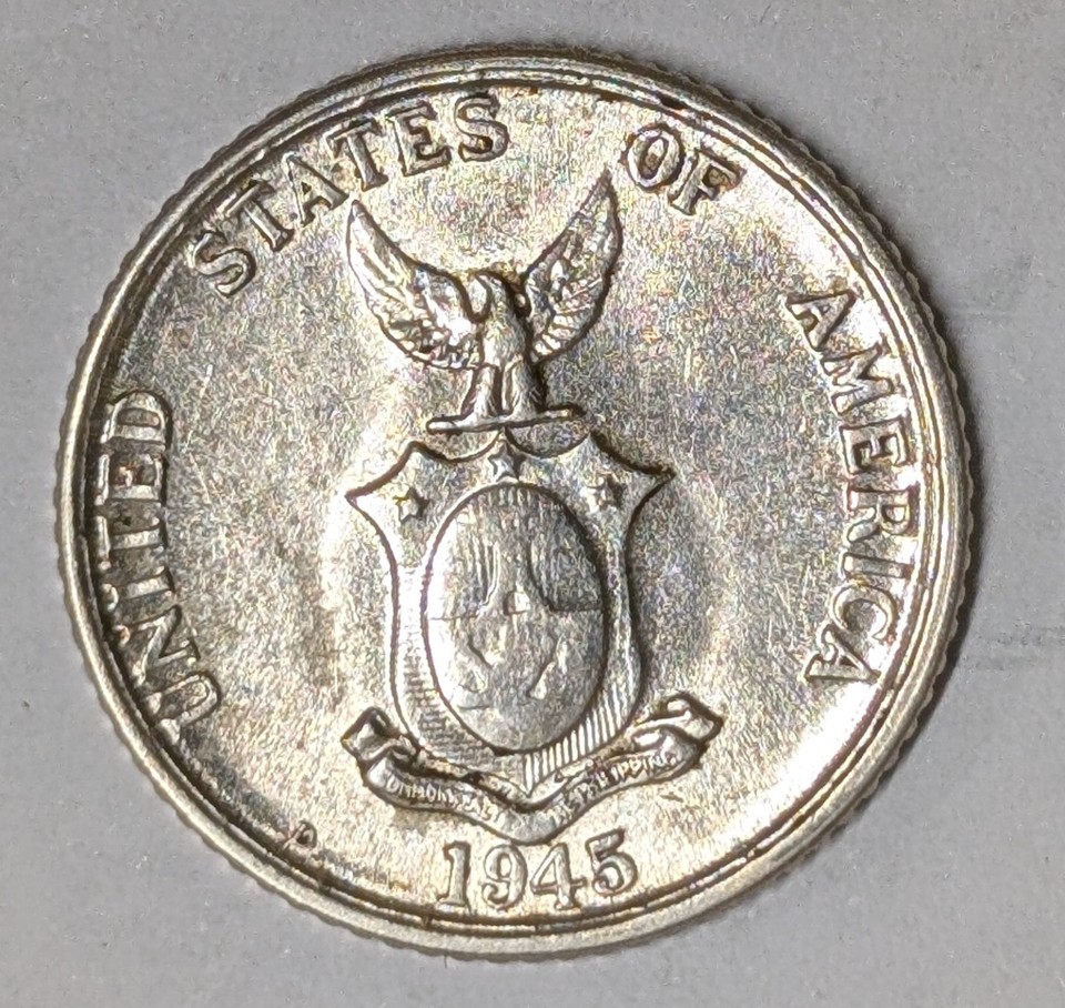 1945 PHILIPPINES United States of America 20 Centavos Coin (C7408 ...