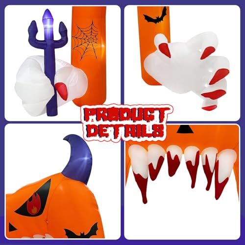 Halloween Inflatable Archway, Large Devil Pumpkin Arch Blow Up 12.5FT ...