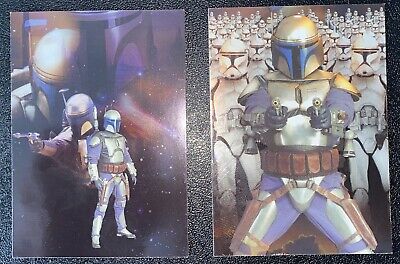 RARE (2) JANGO FETT 2002 TOPPS STAR WARS: ATTACK OF THE CLONES SILVER ...