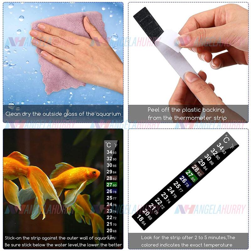 UPTO 10x Aquarium Thermometer Fish Tank Sticker Temperature Strip Dual ...