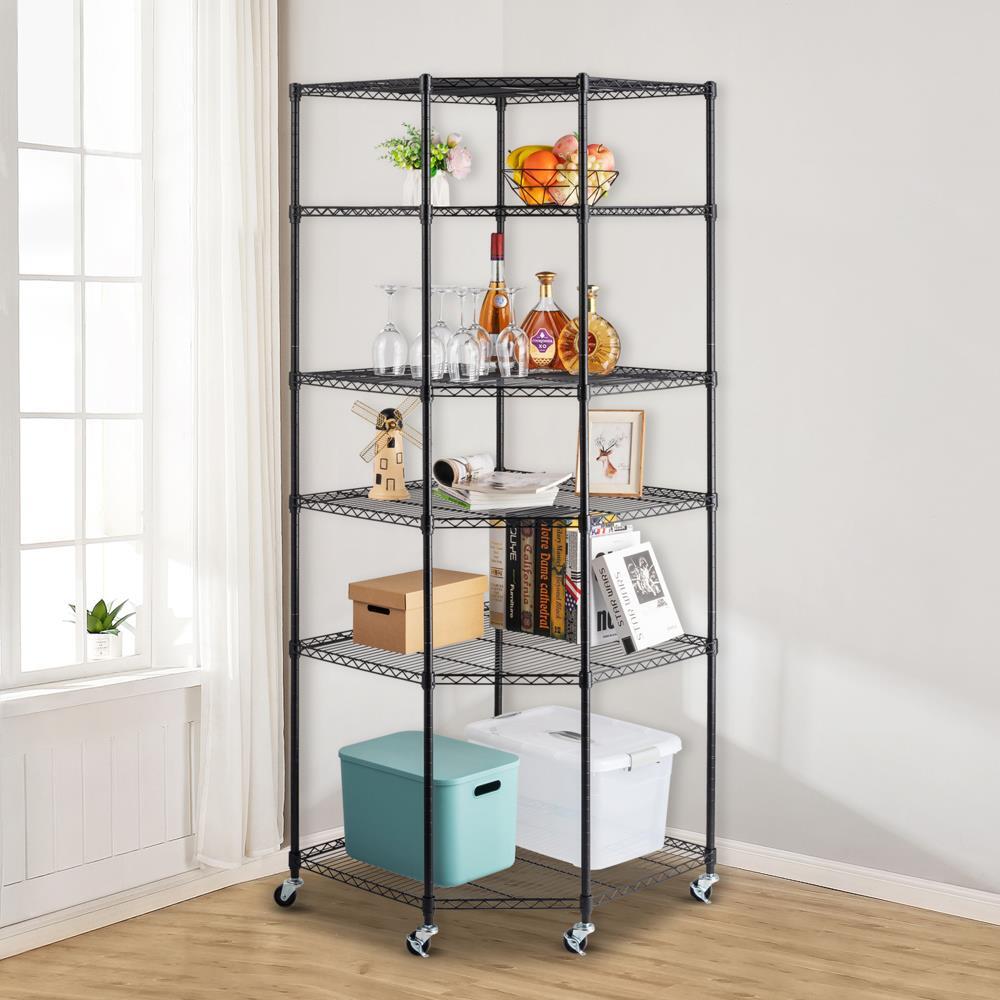 Corner Heavy Duty Wire Steel 6 Tier Corner Shelf Garage Storage ...