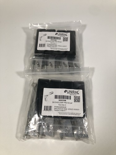 Lot of 2 packs NEW Unirac solar 302035M sm Endclamp Pro W/ Cap 8 Total ...