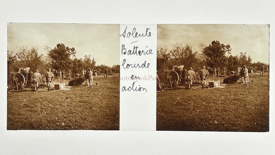 World War I 1914-18 Solente Cannon In Action Photo Stereo Plate | eBay