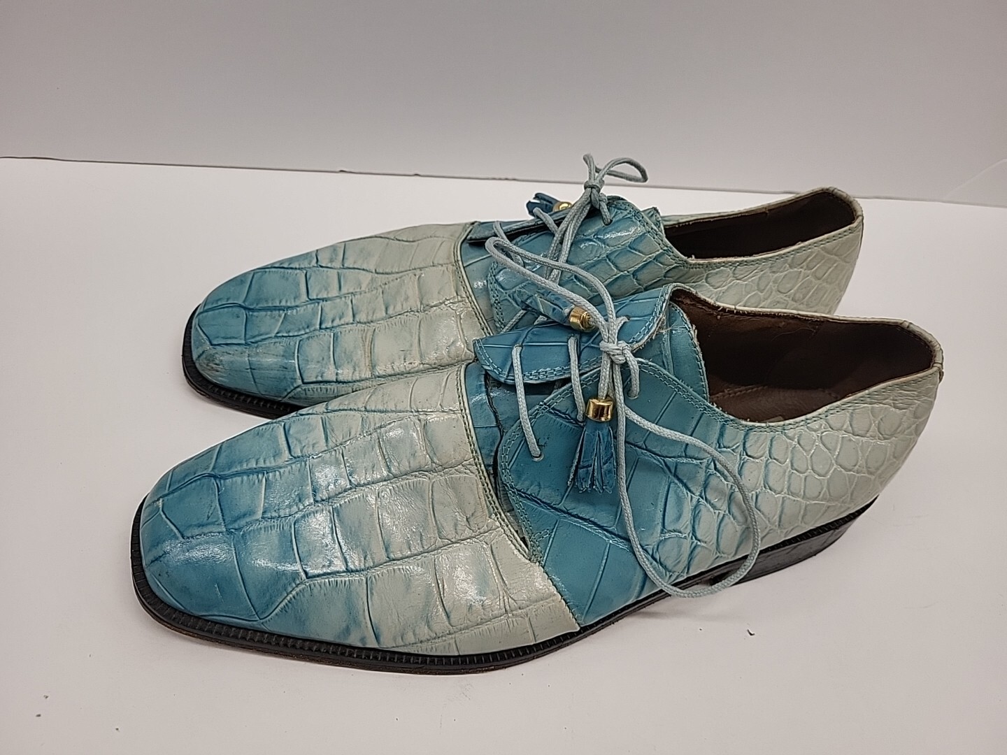 Marco Vicci KLONDIKE Blue Croc Alligator Lace Up Men's Dress Shoes 10 M ...