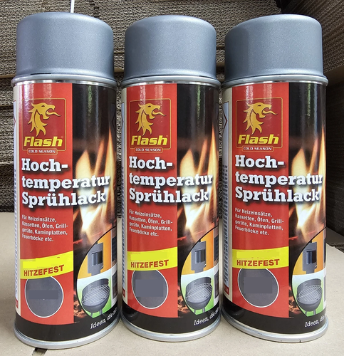 3x Hochtemperatur-Sprühlack Silber 600°C hitzefest (400ml) Ofenlack ...