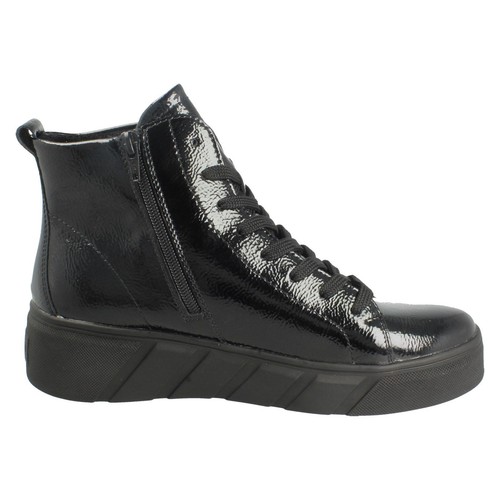 RIEKER W0561-01 BLACK PATENT CHUNKY SOLE ANKLE BOOTS | eBay
