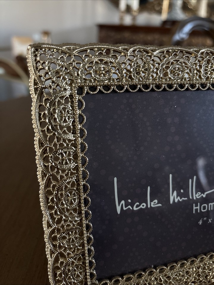 Nicole Miller Home 4x4 Gold Lace Look Frame Heavy Sturdy | eBay