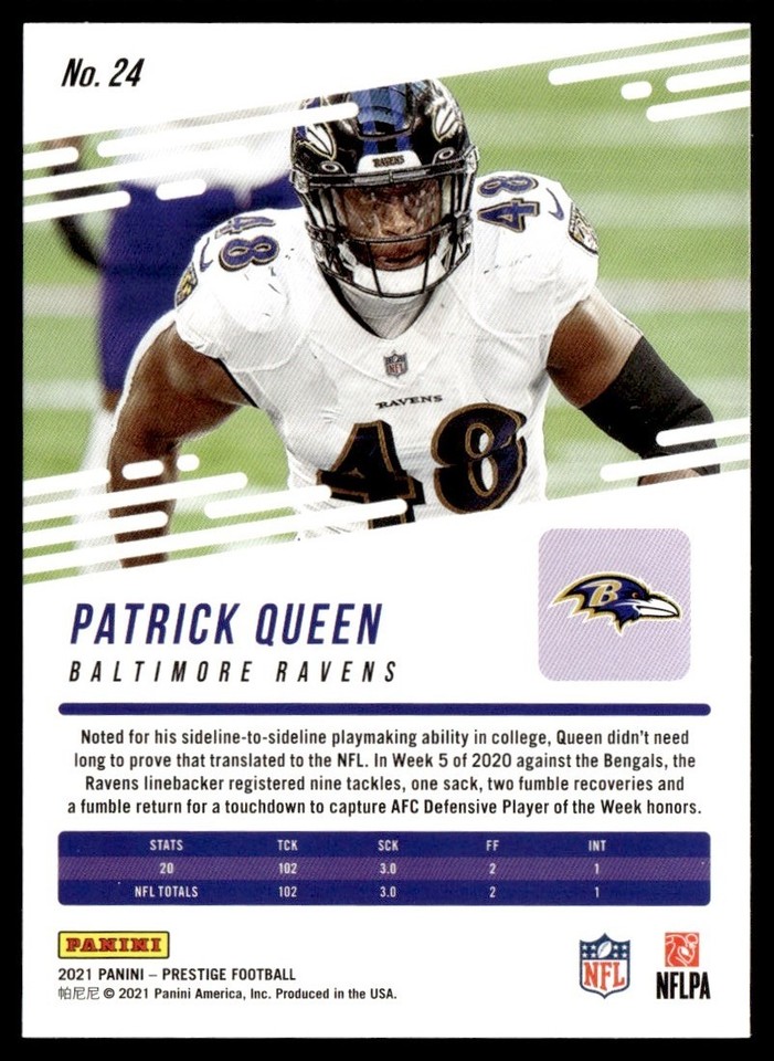 2021 Panini Prestige Patrick Queen Baltimore Ravens #24 | eBay