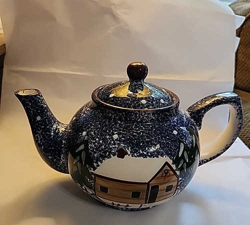 The Cook's Bazaar Gourmet Collection Tea Pot Ceramic Blue No chips or ...