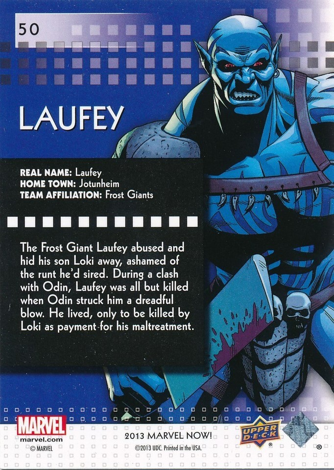 #50 LAUFEY 2013(2014) Upper Deck Marvel Now SILVER FOIL FROST GIANT | eBay
