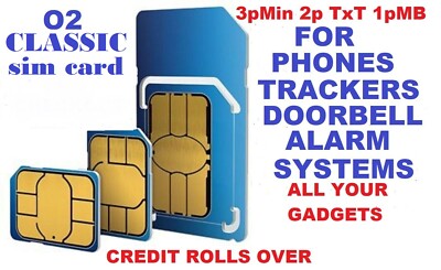 O2 Classic 3,2,1 Sim Card 2G 3G 4G Standard Micro Nano sim 3p min 2p ...