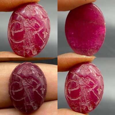 Ancient sasania Red gemstone intaglio seal depicting eastern ruler rare ...