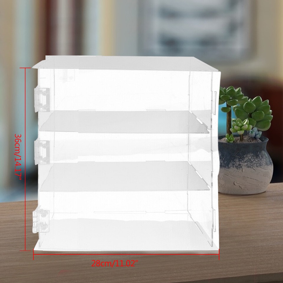 3-Tier Display Case Shelf Dustproof Clear Showcase Holder for Action ...