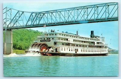 POSTCARD SS Delta Queen Ohio River Bridge Greene Line Steamers Madison ...