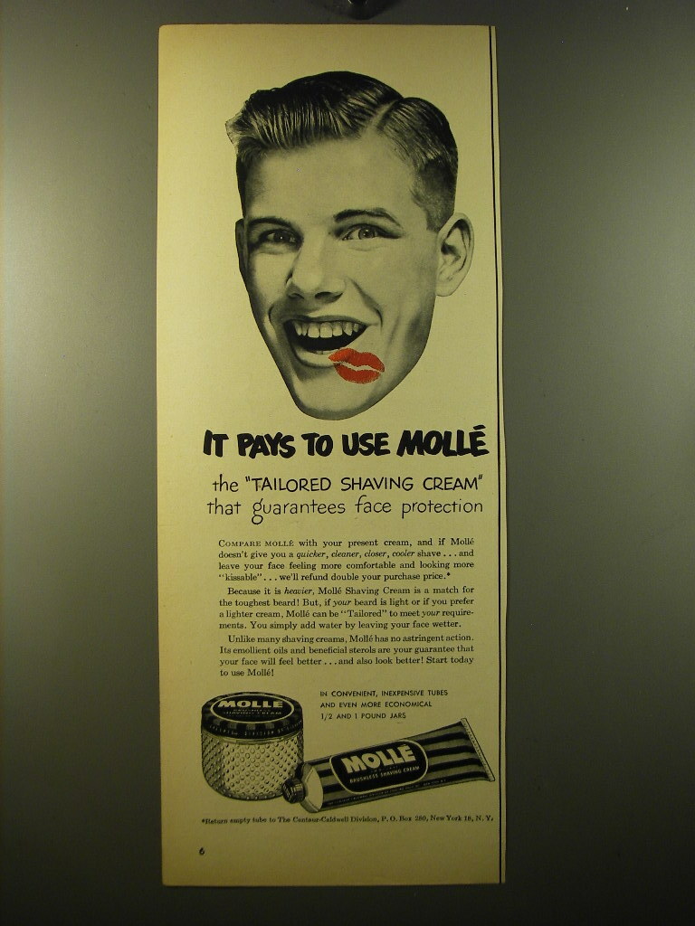 1950 Molle Shaving Cream Ad | eBay
