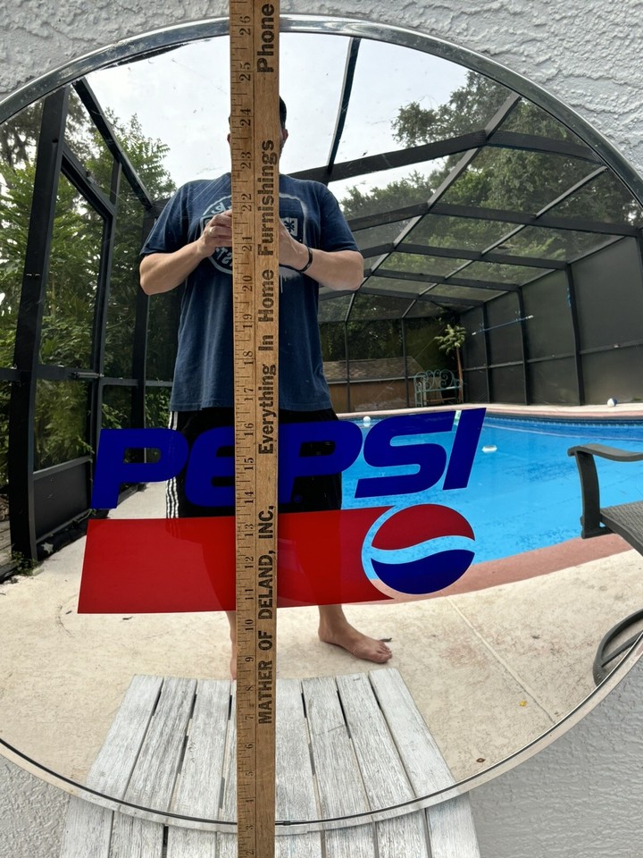 Pepsi Round Plexi-view Convex Safety Mirror Sign Chrome Vintage 26x26in ...