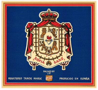 ORIGINAL CRATE LABEL SPANISH SPAIN VINTAGE C1940S SACRED HEART FAMILY ...