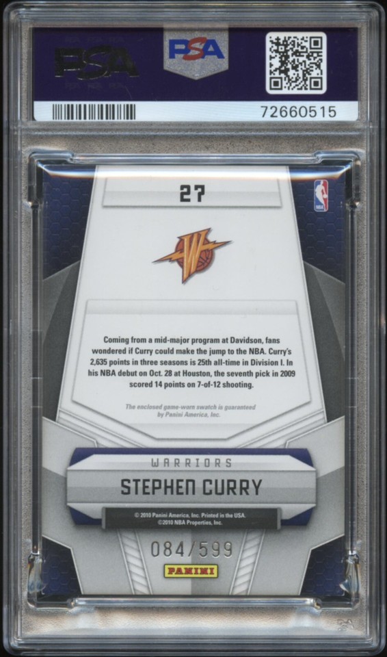 2009 Panini Certified #27 Stephen Curry Rookie Patch Auto /499 PSA/DNA ...