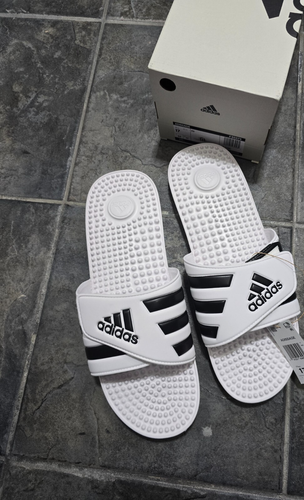 Adidas Adissage Adults Slides F35573 White Men’s Size 18 slip on pool ...