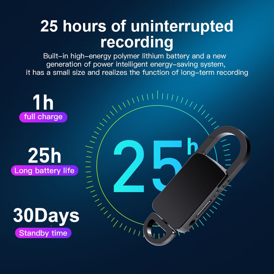 Mini Hidden Spy Digital Audio Recorder Voice Activated Key Chain MP3 ...