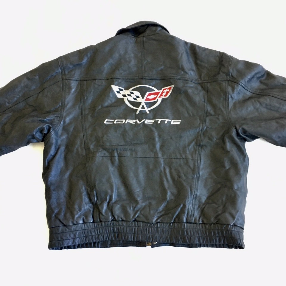 Corvette Men's Leather Bomber Jacket Full Zip Size XL | eBay