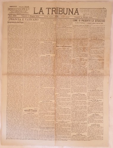 La Tribuna 20 May 1904 Manciuria Meridionale Bitonto Cerignola Processo ...
