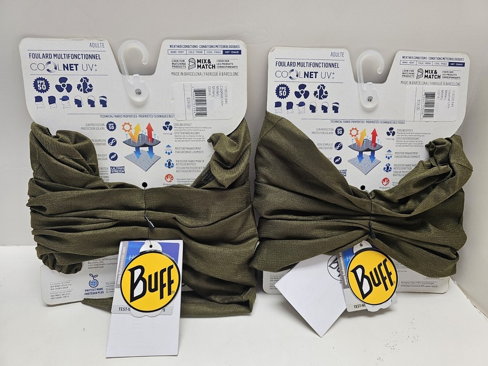2 PACK Buff CoolNet UV+ Neck Gaiter Headwear - Hunting, Fishing - OLIVE ...