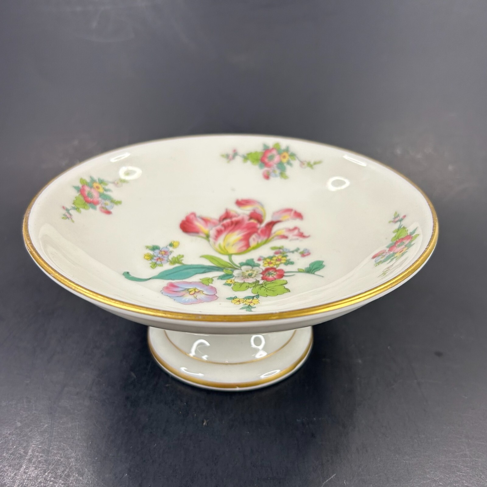 Concorde China Pedestal Serving Dish with Tulip Bouquet Gold Trim | eBay