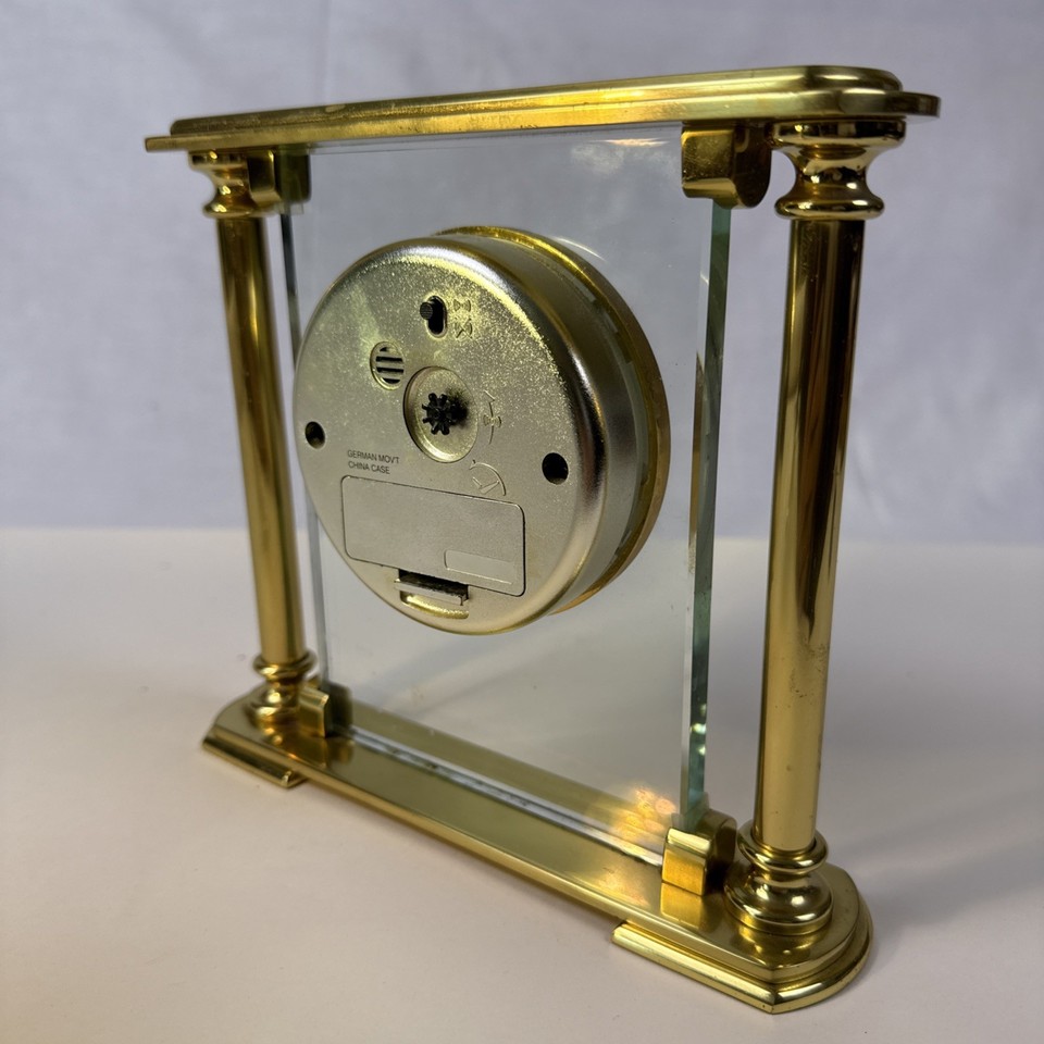 Elegant Linden Brass & Glass Desk or Mantel Clock. German Quartz ...