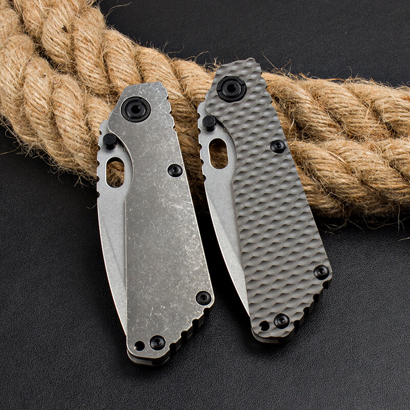 8.5'' New CNC Stone Wash D2 Blade Full Titanium Handle Folding Pocket ...