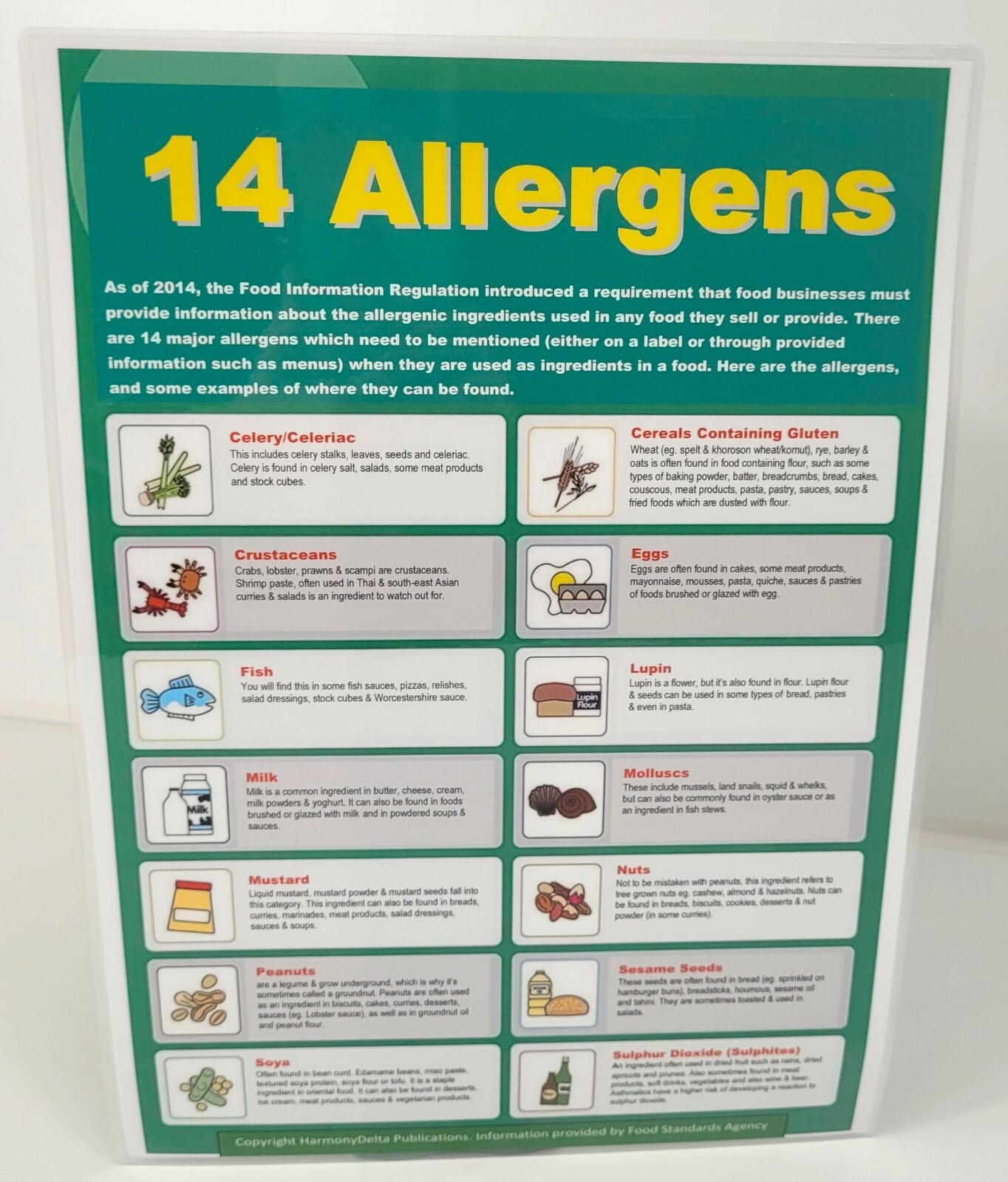 Safer Food Better Business SFBB 14 Food Allergens Sign Poster Laminated ...