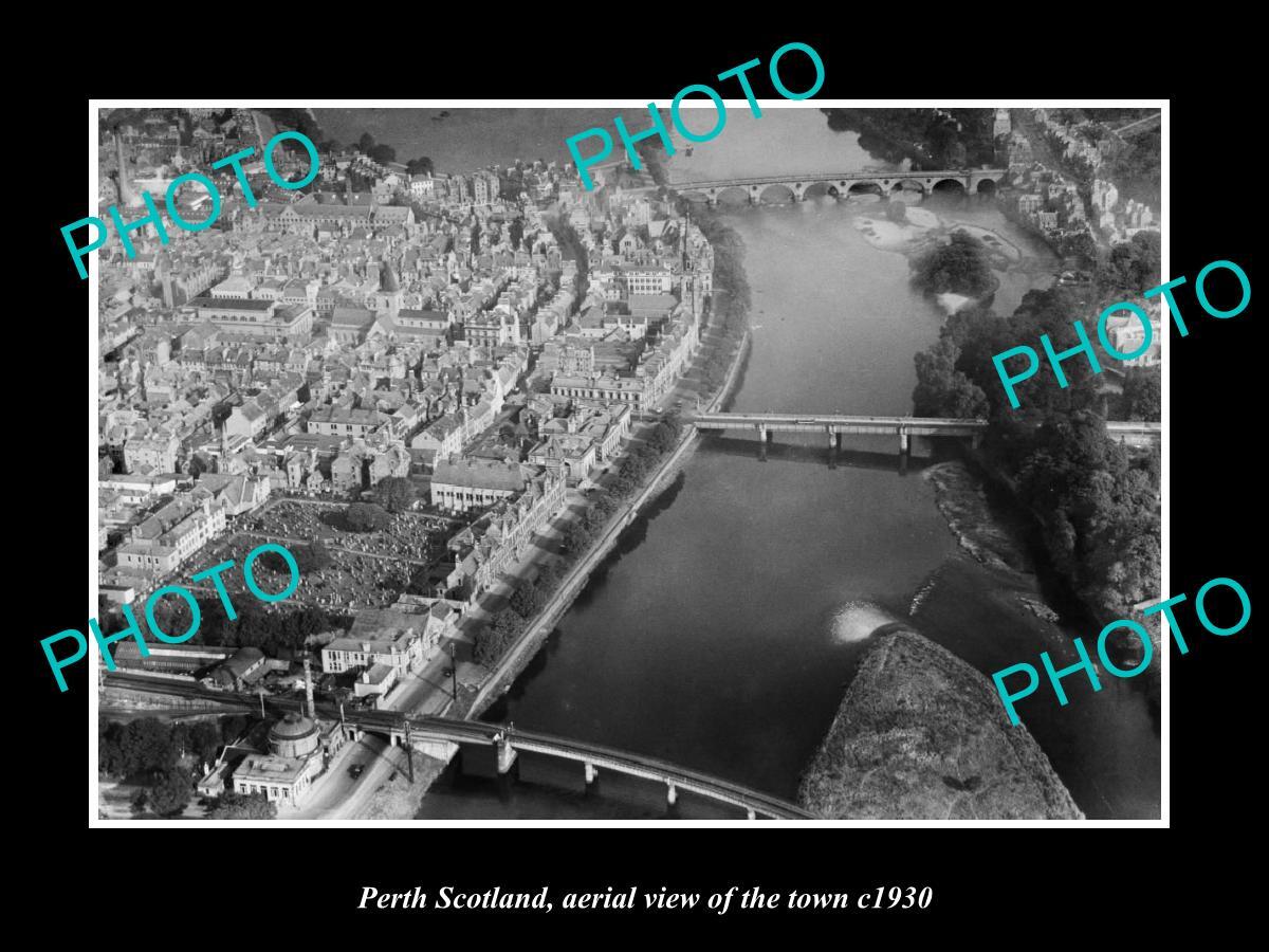 OLD LARGE HISTORIC PHOTO OF PERTH SCOTLAND AERIAL VIEW OF THE TOWN ...