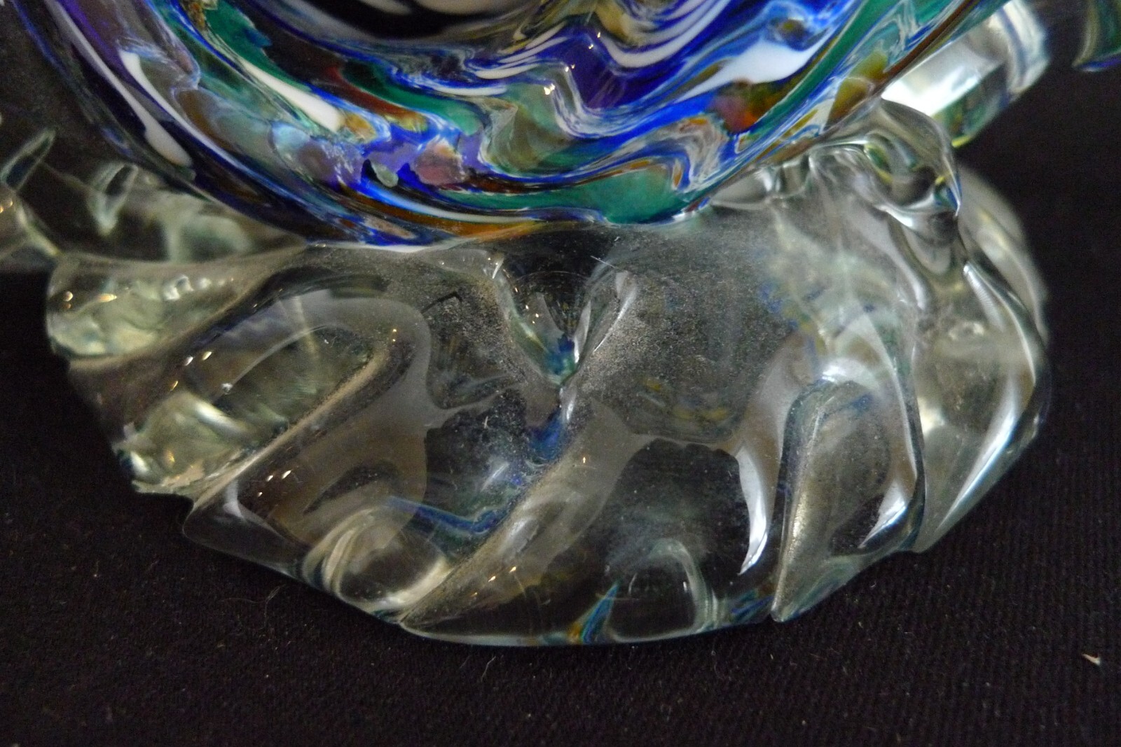 MURANO ITALY VENETIAN HAND BLOWN ART GLASS SWIRL CONCH SHELL BOWL VASE ...