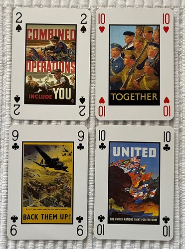 4 Vintage Playing Cards ~ WWII Posters ~ Combined Operations Include ...