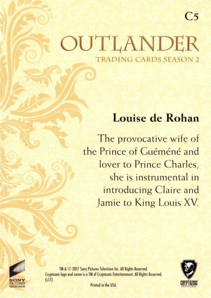 Outlander Season 2 CHARACTER BIOS Trading Card Insert C5 / LOUISE de ...