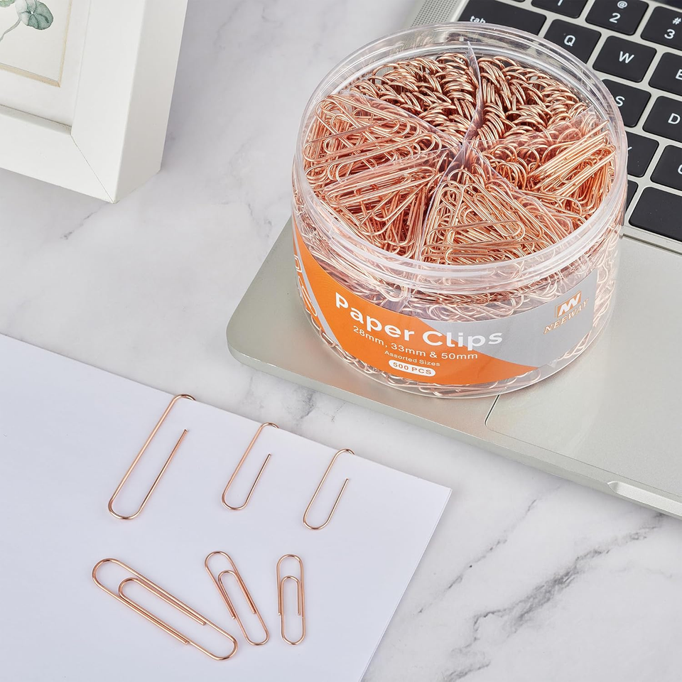 500Pcs Rose Gold Paper Clips Assorted Sizes Small, Medium and Large Paperclips f | eBay UK