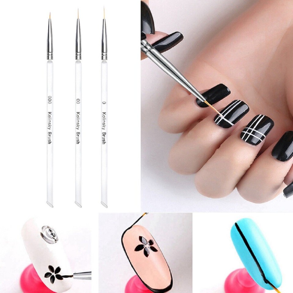 3 Pcs Nail Art Tool Set - Nail Art Pen, Dotting UV Gel Tool, and Liner ...