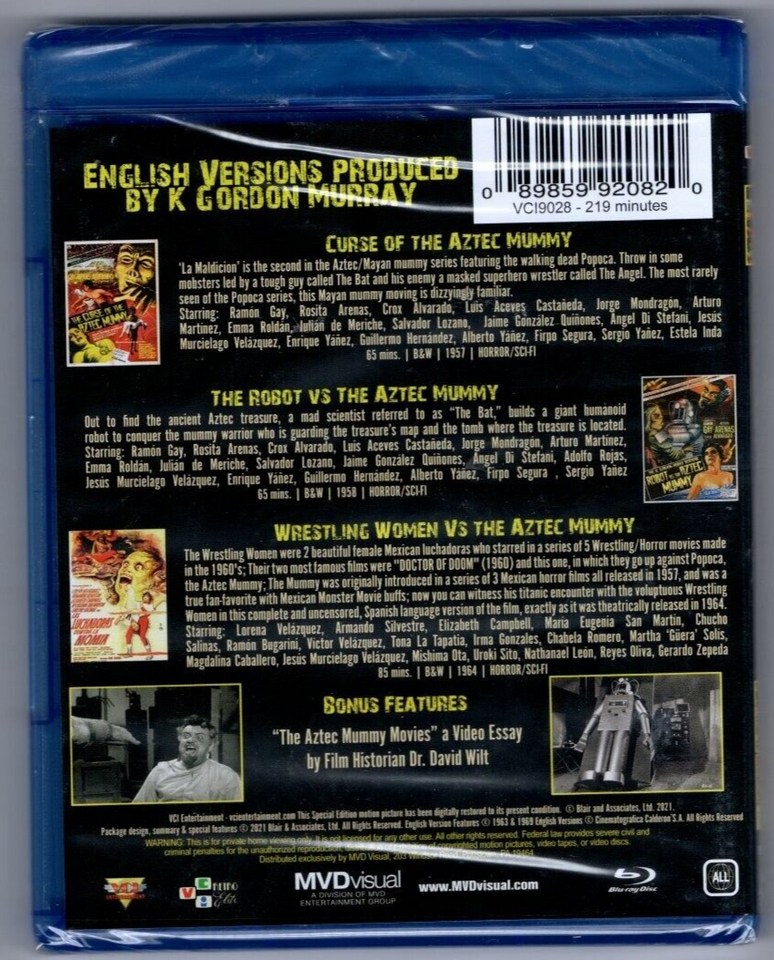 The Aztec Mummy Collection (Blu-ray, 1957) Curse, Robot vs, Wrestling ...