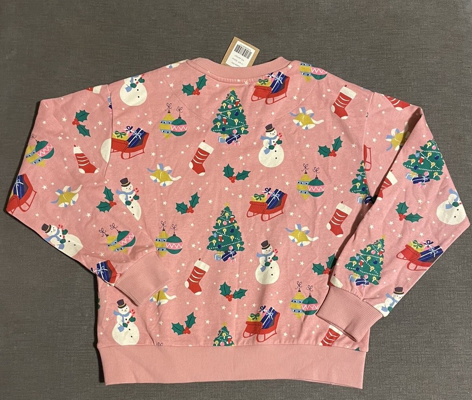 Mini Boden Festive Christmas Holiday Sweatshirt Pink Size 11-12 Cozy ...
