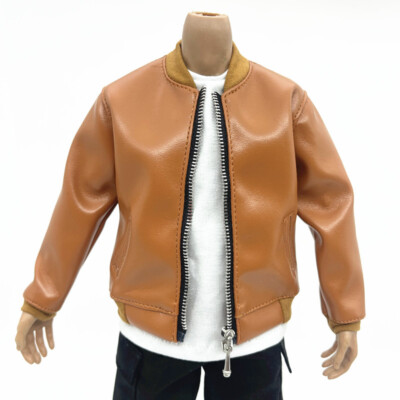 1/6 brown leather zipper Jacket For 12'' Male Action Figure hot toys ...