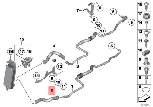 Genuine BMW F01 F04 Heat Exchanger Trans Oil Cooler Pipe Inlet OEM ...